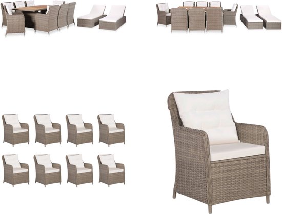 vidaXL 11-delige Tuinset poly rattan - Tuintafel En Stoel - Tuintafels ...