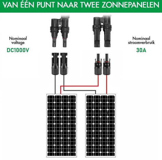 MC4 Zonnepaneel T-Splitter - Solar MC4 Connector - IP67 - 2 Male naar 1 Female + 2... | bol