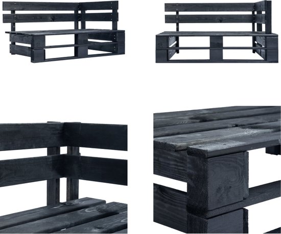 vidaXL Tuinhoekbank pallet hout zwart - Pallet Bank - Pallet Banken ...