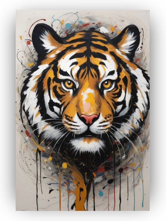 Tijger Jackson Pollock stijl - Tijger schilderij op canvas - Schilderij ...