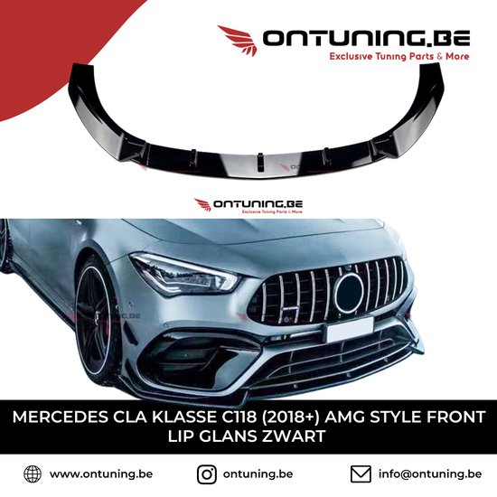 Mercedes CLA Klasse C118 (2018+) AMG Style Look Front Lip Glans Zwart | bol