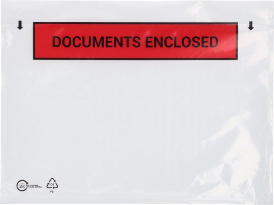 x Paklijst envelop A5 Documents Enclosed 225 x 165 mm - Met plakstrip ...