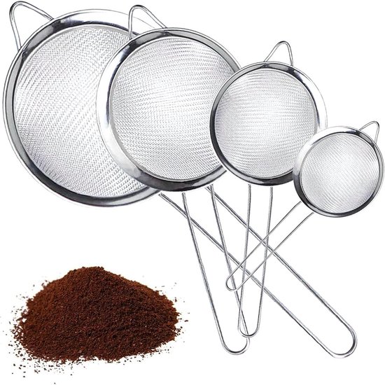 Set van 4 keukenzeefjes, hoogwaardige roestvrijstalen zeef, keukenzeef ...