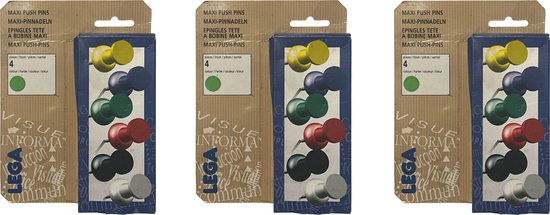 Lega Maxi Push Pins Groen 3 x 4 stuks | bol