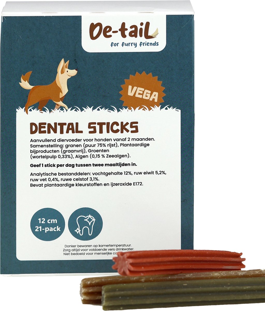 De-Tail Dental Sticks 12 cm vega doos 21 stuks | bol