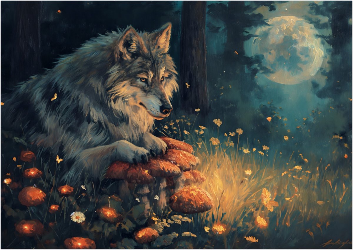 [Two ravens] Wolf in het Bos Poster - Fenrir de Wolf Poster ...