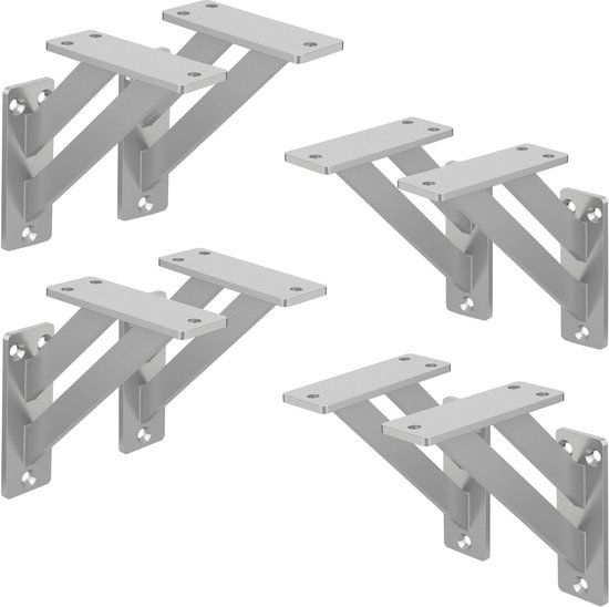 ML-Design 8 stuks plankdrager 120x120 mm, zilver, aluminium, zwevende ...