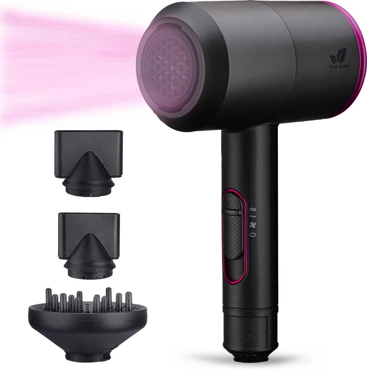 Vivid Green Ionische föhn met diffuser - Haarfohn - Haardroger - 3 ...