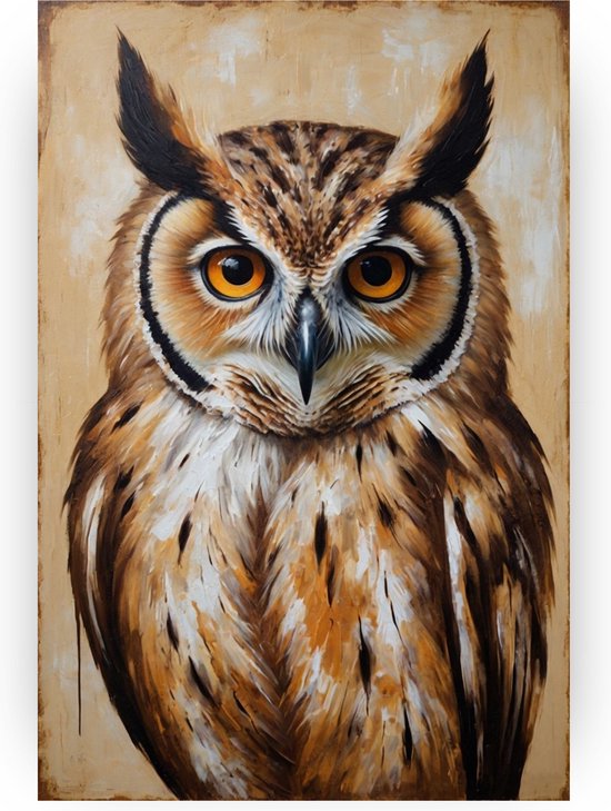 Uil portret poster - Vintage poster - Muurdecoratie uil - Wanddecoratie ...