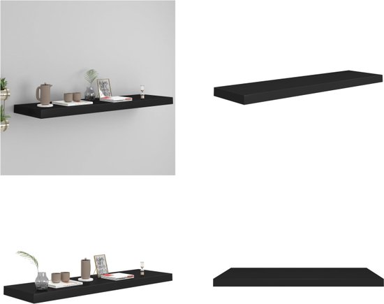 vidaXL Wandschap zwevend 90x23,5x3,8 cm MDF zwart - Wandschap - Wandschappen - Zwevend... | bol