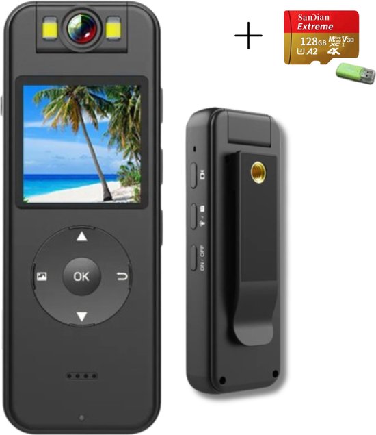 MrGoods Bodycam HD 4K - Action Cam - Bewegingsdetectie - 180º Draaibare Lens - LED... | bol