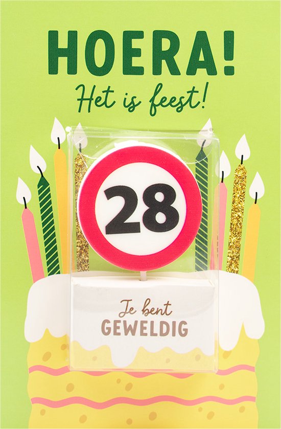 Verjaardagskaart met kaars | 28 jaar | Je bent geweldig | bol