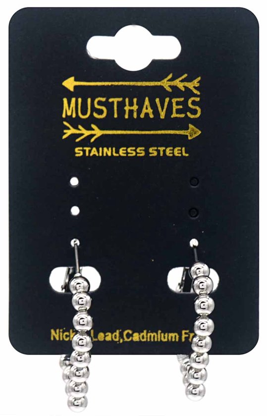 Oorbellen met Balletjes - Oorringen - RVS - 3 cm - Zilverkleurig | bol