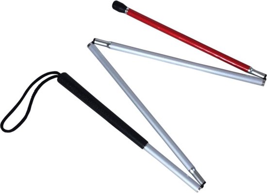 Blindenstok - opvouwbaar : Opvouwbaar in 3, wit, 115 cm | bol
