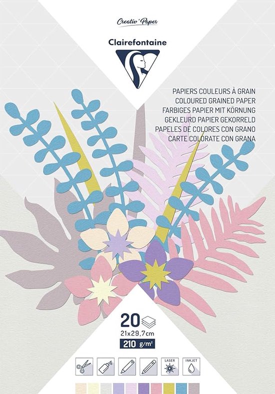 Clairefontaine 97145C Block Papier, Pastel kleur - Format A4 (21 x 29,7 cm), Karton,... | bol