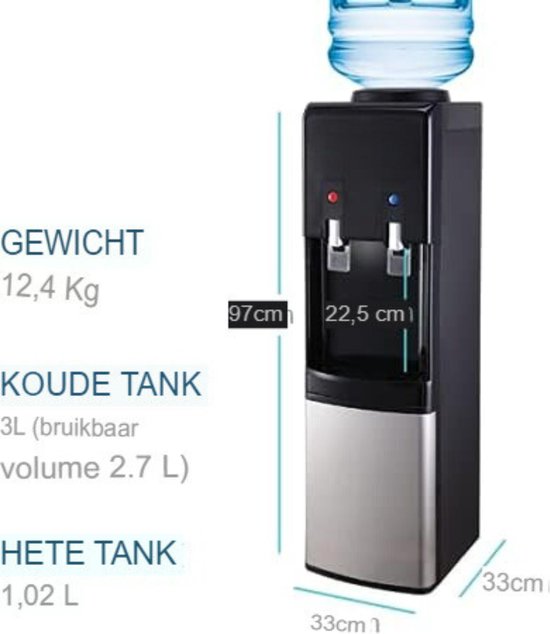 Gratyfied - Waterdispenser met Koud Water - Waterkoeler - Waterdispenser met Kraantje... | bol