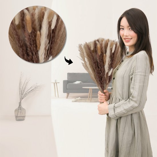 Soome Brondal - Droogbloemen boeket - Pampas pluimen - Droogbloemen | bol