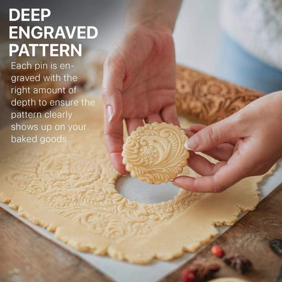 Reliëf Deegrollers met Patronen voor Bakken - 196 cm Houten Deegroller ...