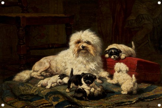 Hond met vijf puppies - Henriëtte Ronner-Knip poster - Honden ...