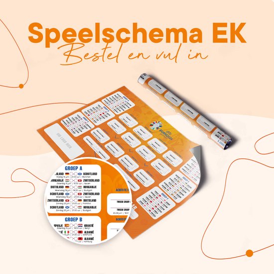EK 2024 Speelschema | Poster Nederlands Elftal | A2 | Oranje | 59,4 x 42 cm | bol