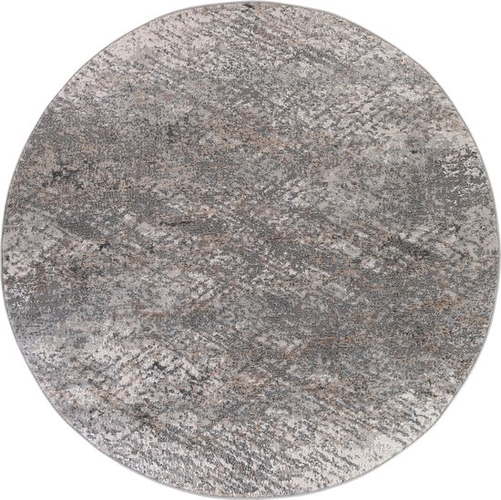 Tapiso Valley Rond Vloerkleed Grijs Gezaagd Laagpolig Tapijt Maat ...