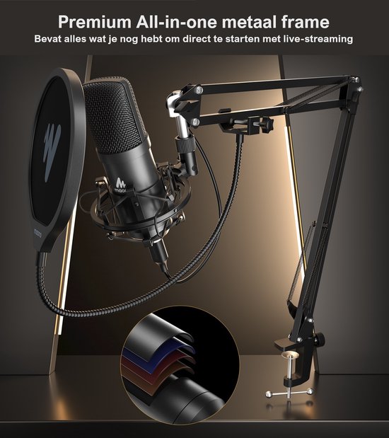 Maono AU-A04E - USB Streaming Microfoon met Arm voor PC/PS4/MAC - met ...