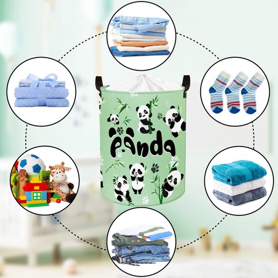 45L Baby Wasmand Kinderkamer met Dieren Panda - Groene Wasmand Kinderen ...