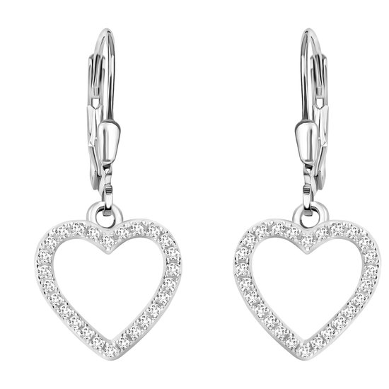 Sofia Milani - Dames Oorbellen 925 Zilver - Hart Oorhangers | bol