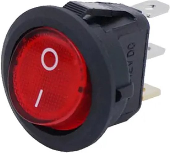 TLVX Sterke Schakelaar Rond Rood 1 stuks – LED indicator - Wipschakelaar - Aan/Uit –... | bol
