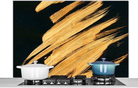 Spatscherm keuken 120x80 cm - Kookplaat achterwand Goud - Verf ...