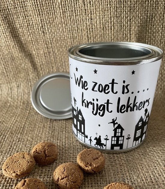 Schoencadeautje Sinterklaas - Cadeau blik sinterklaas - wie zoet is ...