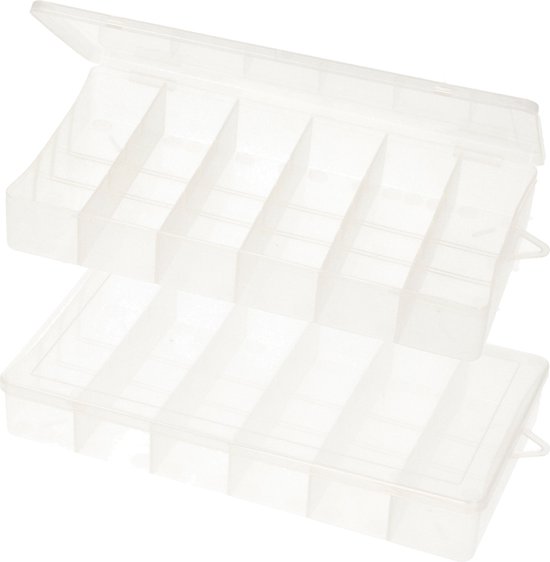 Gerimport opbergkoffertje/opbergdoos/sorteerbox - 2x - 24-vaks ...