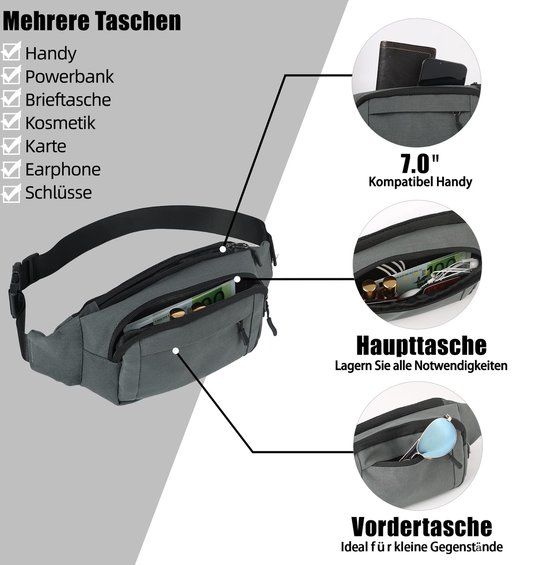 CHEPULA Fanny Pack Heuptas voor dames en heren, waterdicht, premium ...