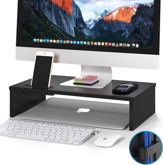 Monitorstandaard verhoger met Smartphonehouder en Kabelbeheer voor ...