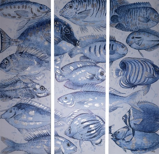 Canvas drieluik schilderij Mondiart 'Oceaan dieren' | bol