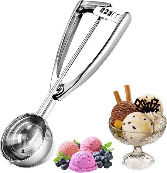 IJslepel roestvrij staal ijsschep met trekker 6,3 cm ijsschep roestvrij ...