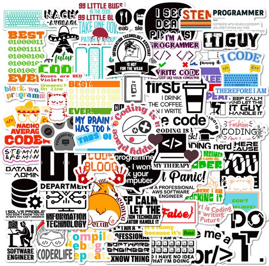 Programmeren Stickers 50 Stuks - ICT - ontwikkelaar - Luxe Stickers ...