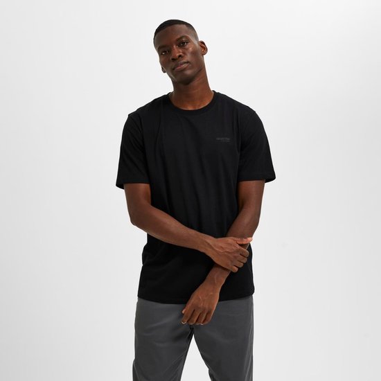 Selected - Heren Tee SS Aspen Logo Tee - Zwart - Maat M | bol