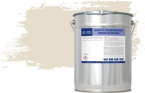 Wixx PU 250 Betonverf Buiten en Binnen - 20L - RAL 1013 | Parelwit | bol