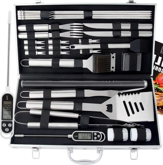 28-Delige Barbecuegerei-Sets Met Grillmatten - Compleet Roestvrijstalen ...