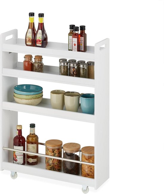 Keukentrolley 4 etages smal opbergrek badkamerrek op wieltjes HxBxD ...