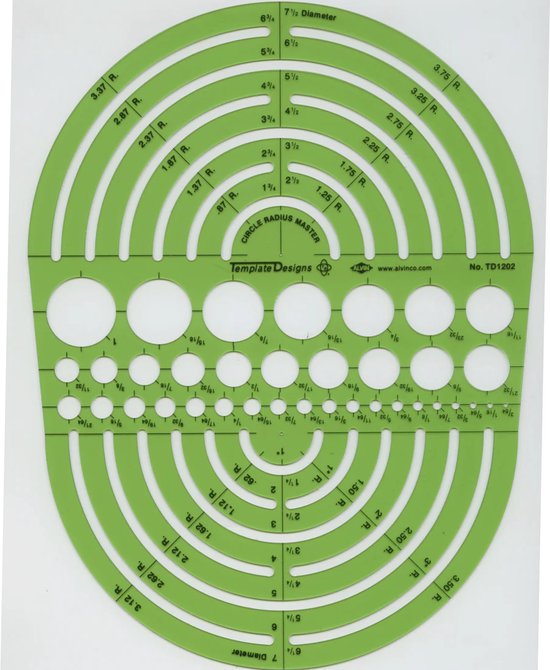 Circle Radius Master Sjabloon # TD1202 - Scale 3/64" - 7½" | bol
