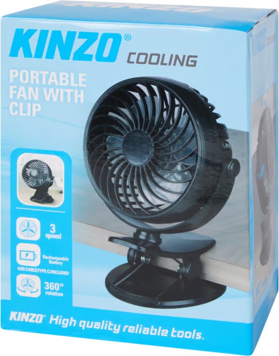 Kinzo Draagbare Ventilator met Clip - Afkoel ventilator - Voor op bureau -... | bol