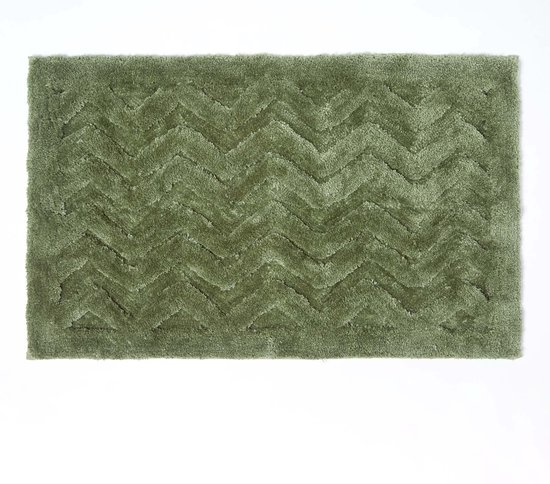 Homescapes groene Chevron antislip dieppolige badmat | bol