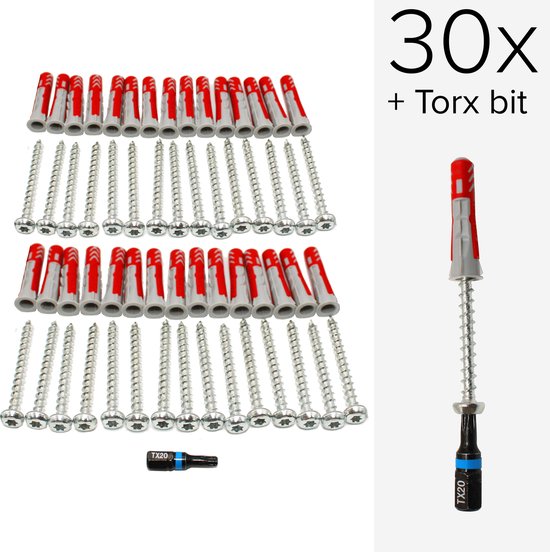 Pluggen en Schroeven set 6mm | 30 stuks fischer® 6x30mm DuoPower ...
