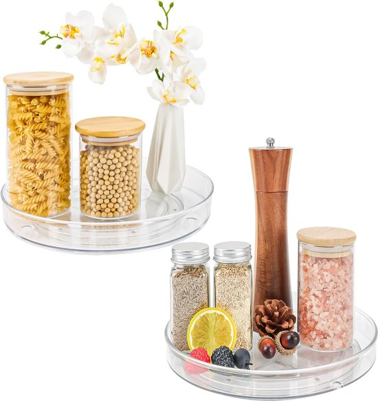 Lazy Susan Draaiplateau, organizer, 23,5 cm, 2 stuks, draaiplateau, kruidenrek, 360... | bol