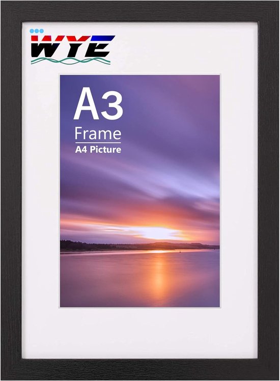 A3 Fotolijst Massief hout, 11,7x16,5 Inch (29,7x42 cm) Houten A3 Frames Zwart met... | bol