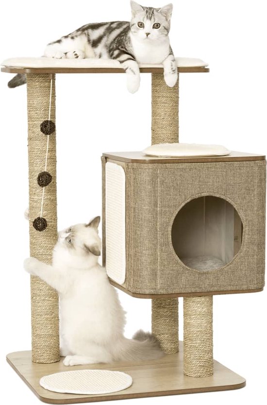 Jack and Vanilla Kattenmeubel Molly 56x56x86 cm bruin | bol