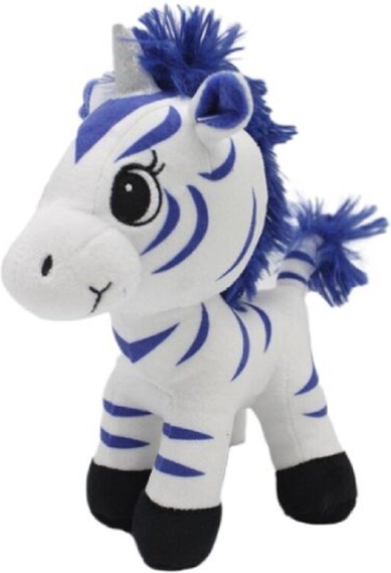 Zebra Eenhoorn Unicorn Blauw Dierentuin Pluche Knuffel 24 cm ...