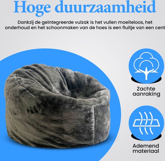 RelaxzZz Soft Fluffy Beanbag - Ultieme Zitzak voor Woonkamer met ...